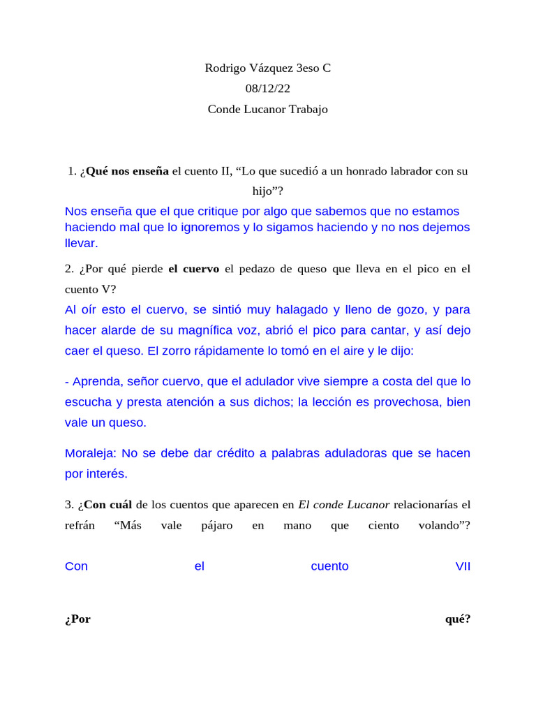 Análisis de cuentos de El Conde Lucanor | PDF