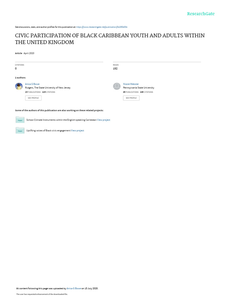 Civic Participation of Black Caribbean Youth and Adults Within The ...