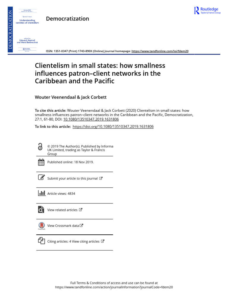 Clientelism in Small States How Smallness Influences Patron Client ...