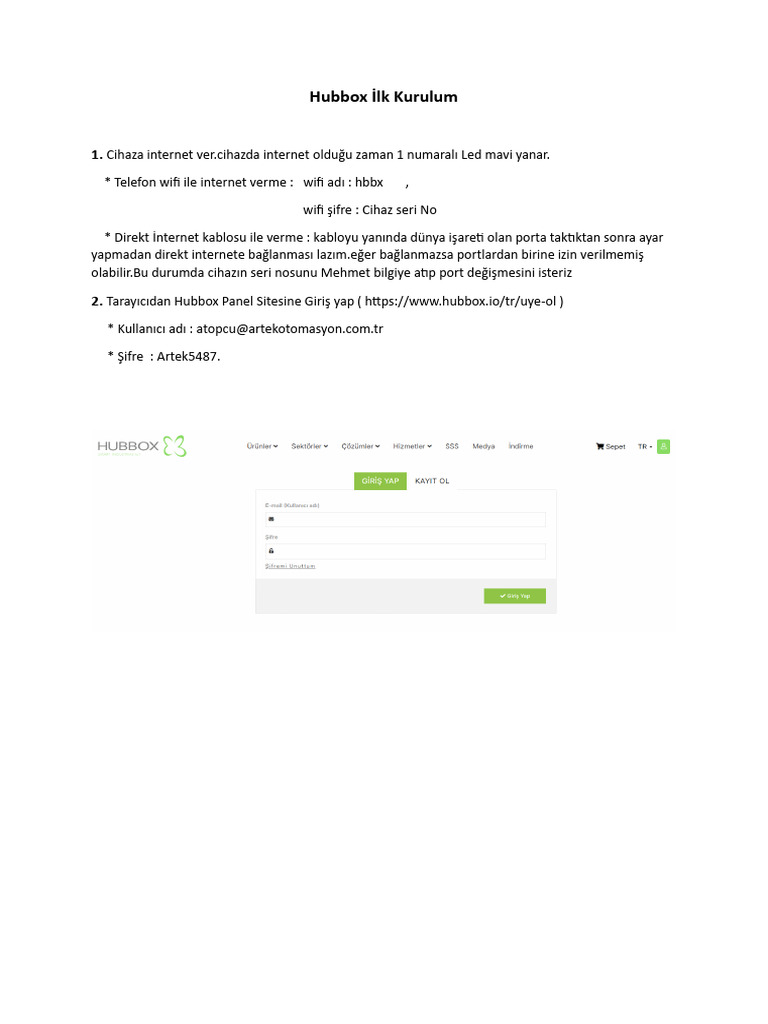 Hubbox İlk Kurulum | PDF