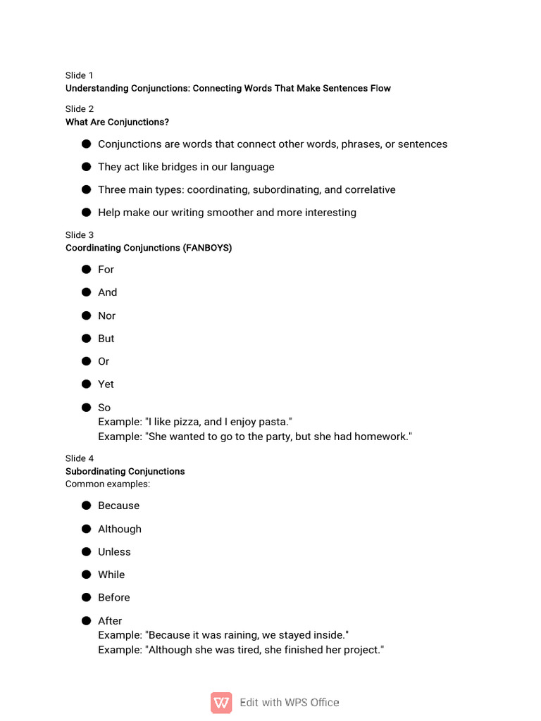 Mastering Conjunctions in Writing | PDF