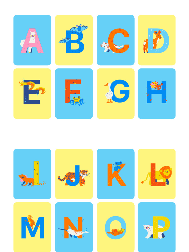ABC Animal Flashcards in Bright Colorful Illustrated Style PDF | PDF