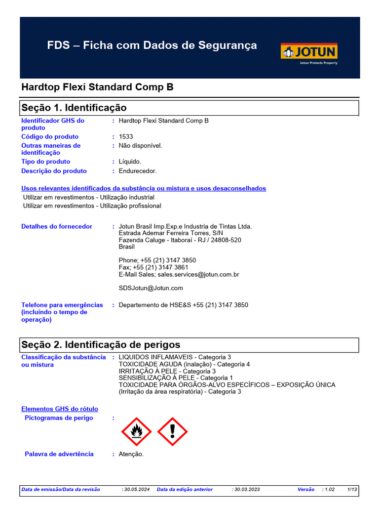 Hardtop Flexi Standard Comp B | PDF | Desperdício | Solubilidade