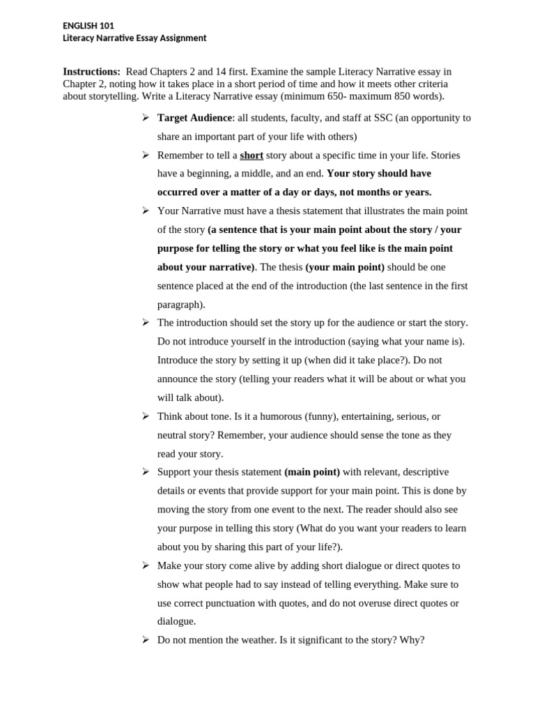 Literacy Narrative Essay Guide | PDF | Essays | Narrative