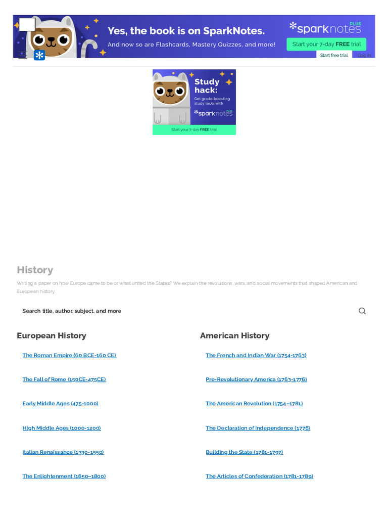 History Study Guides - SparkNotes | PDF | Europe | The United States