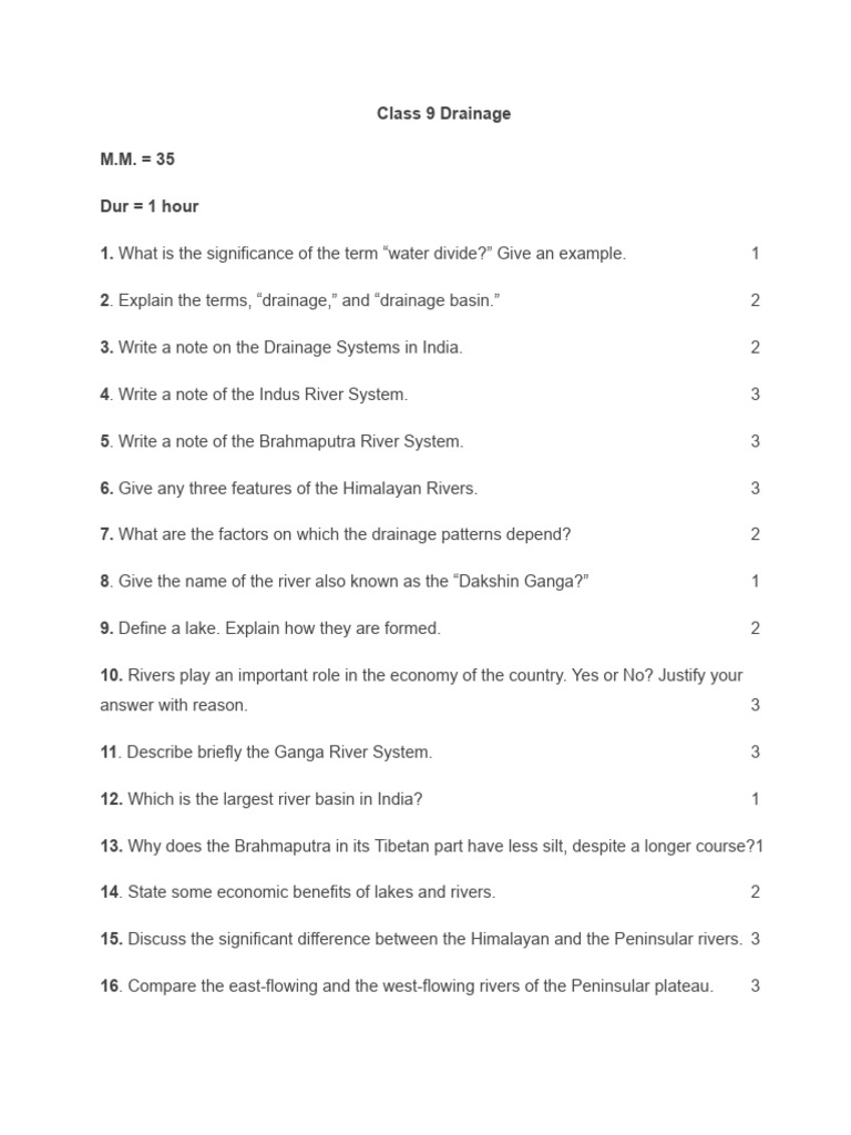 Class 9 Drainage | PDF