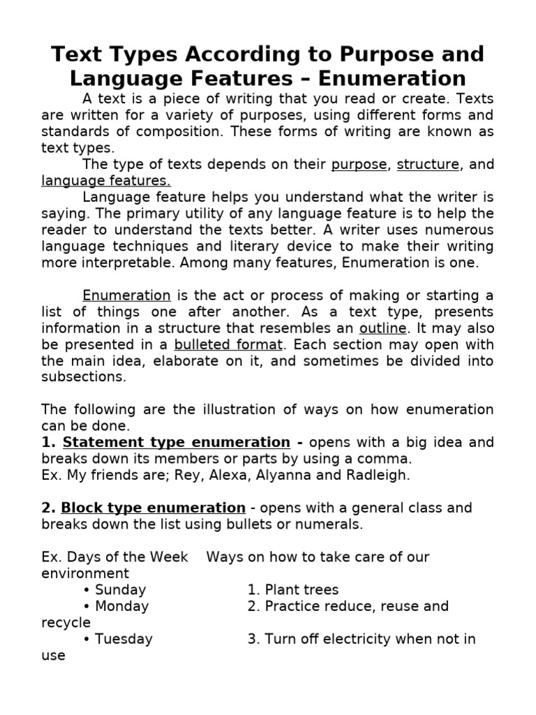 q3 English: Enumeration | PDF
