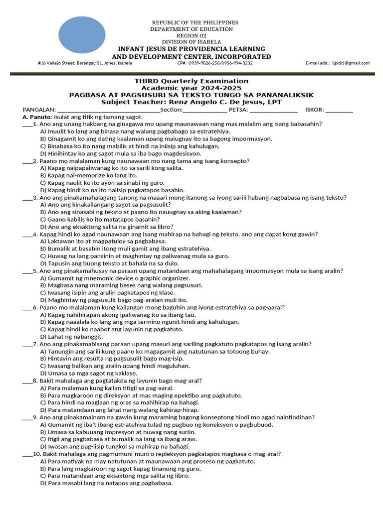 Pagbasa at Pagsuri Grade 11 Stem Abm Humss | PDF