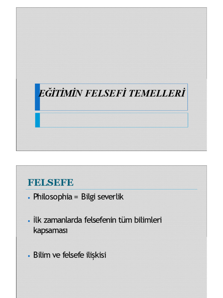 Eğitimin Felsefi Temelleri | PDF