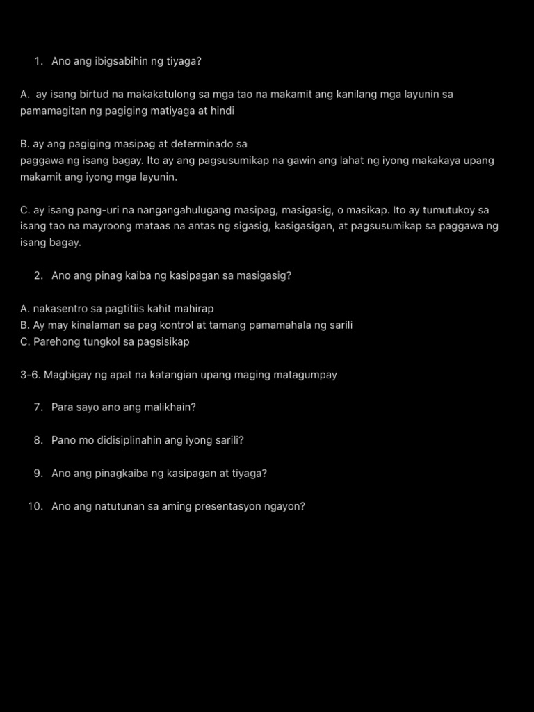 Ano Ang Ibigsabihin NG Tiyaga | PDF