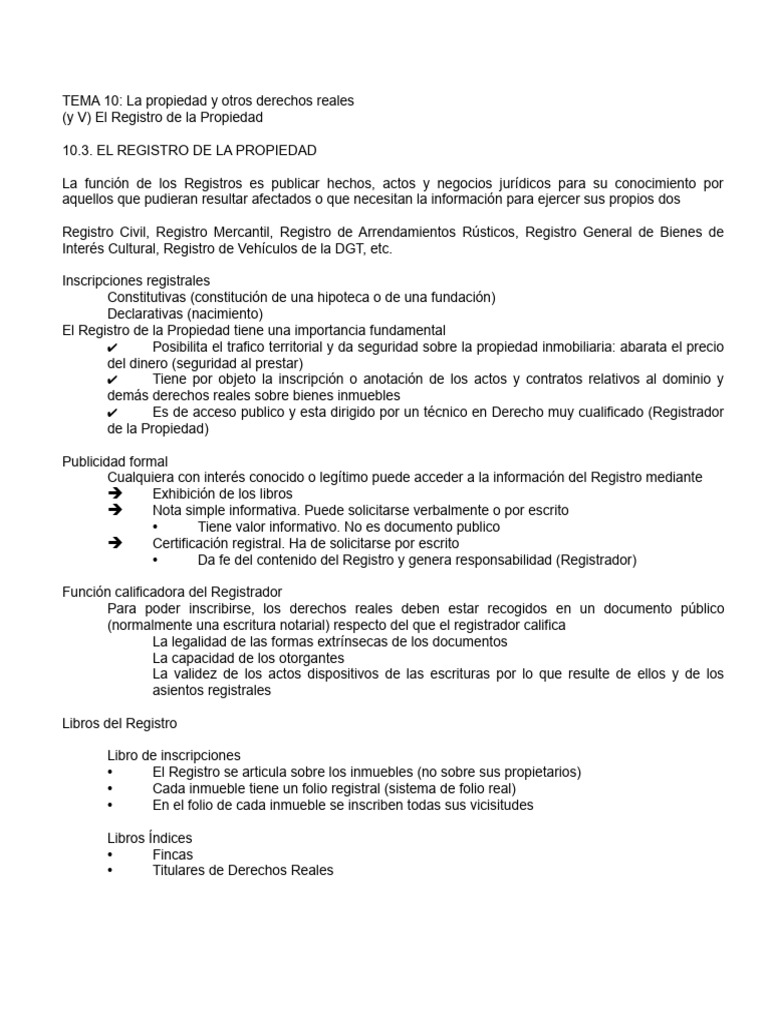 Tema10 Propiedad | PDF | Propiedad | Ley de hipotecas