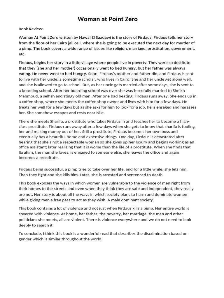 Woman at Point Zero Book Review | PDF