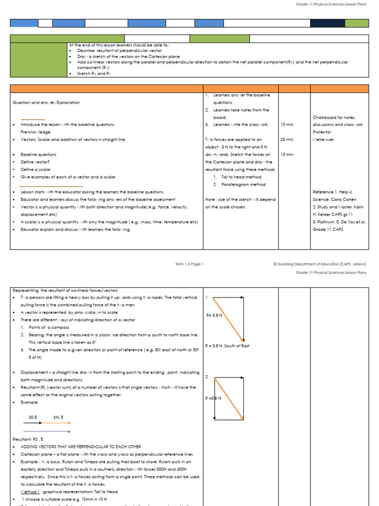 Physicalsciences Grade 11 Term 1 1 | PDF | Force | Euclidean Vector