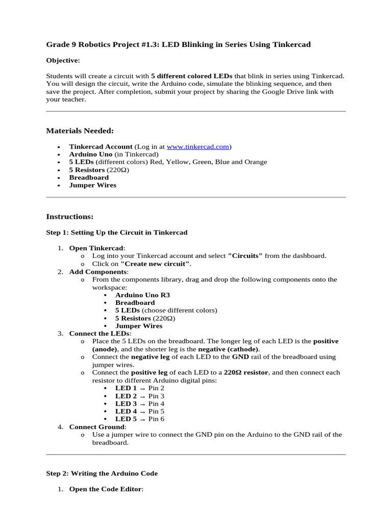 LED Blinking Series Project Guide | PDF | Arduino | Computing
