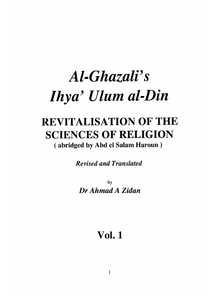 English Ihya Ulum Al Din Revitalisation of The Sciences of Religion | PDF