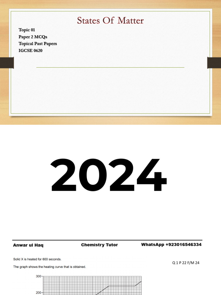 IGCSE Chemistry: States of Matter MCQs | PDF | Chemistry | Physical ...