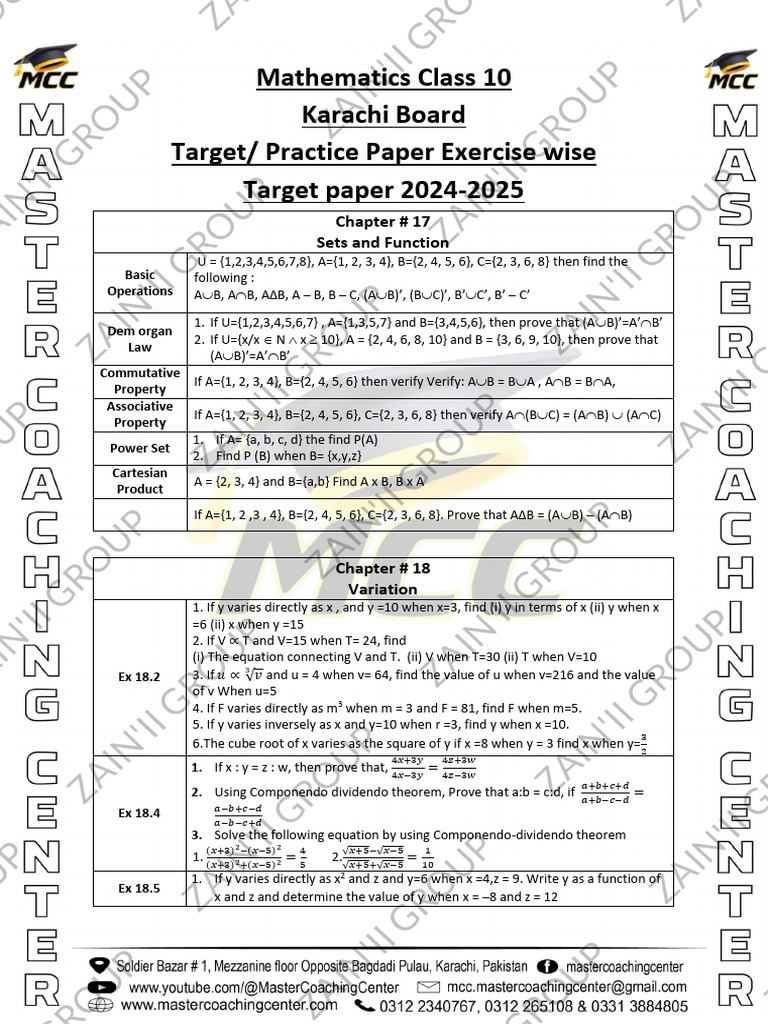 X Math - MCC Target Paper - Zain'ii Group | PDF | Triangle | Circle