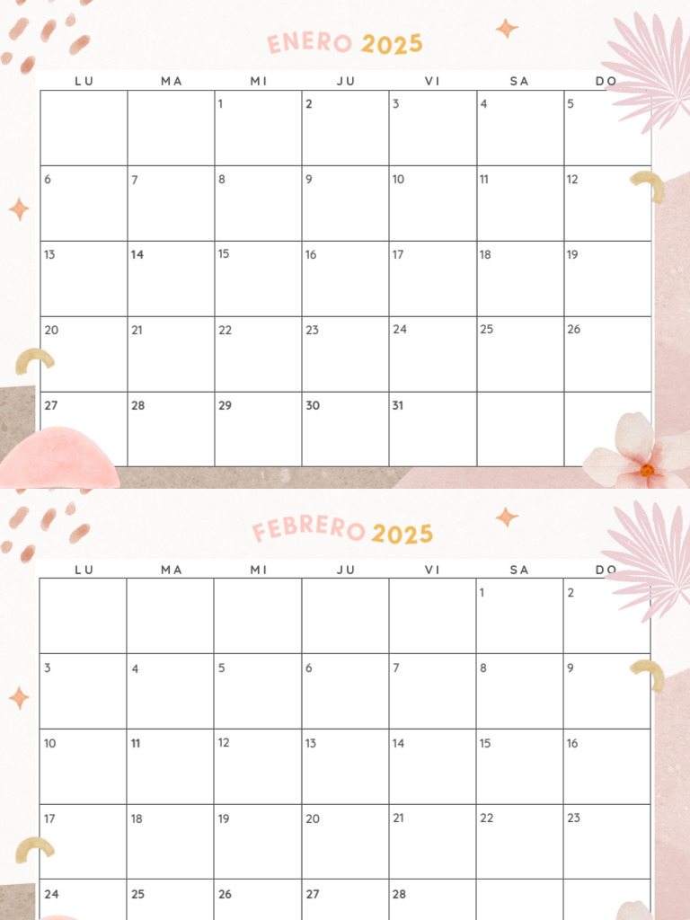 Calendario 2025 Colorido Alegre Pastel Watercolor | PDF