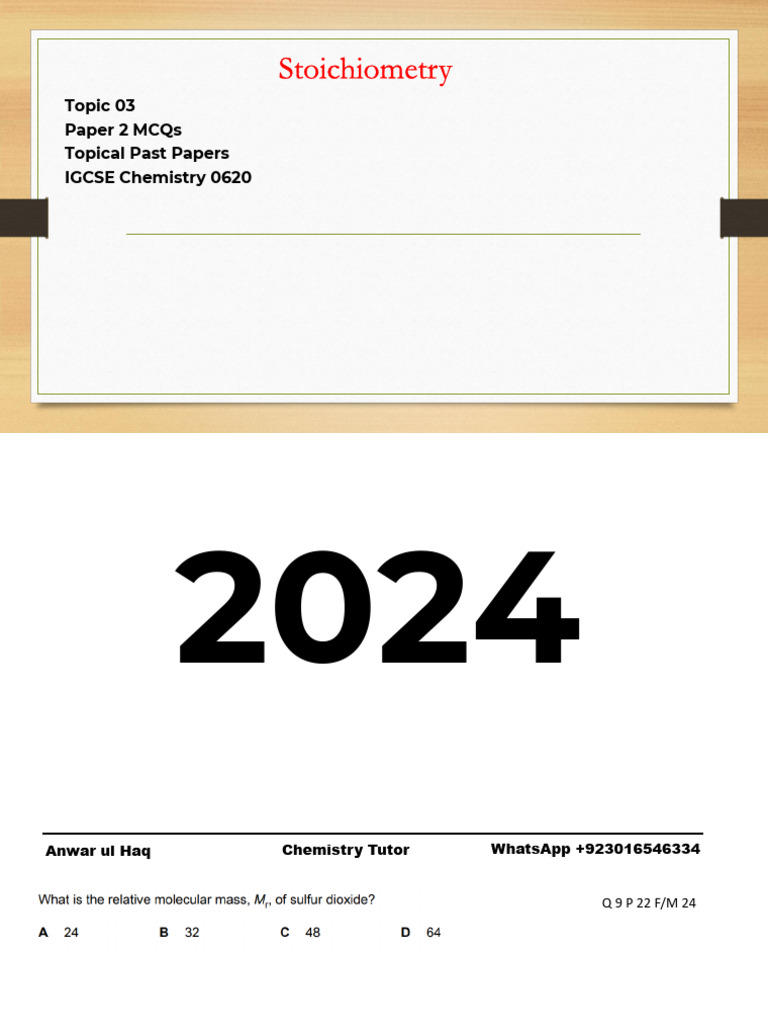 03 Stoichiometry - MCQs Paper 2 | PDF