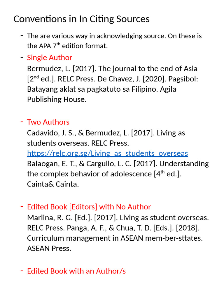 Conventions in in Citing Sources | PDF
