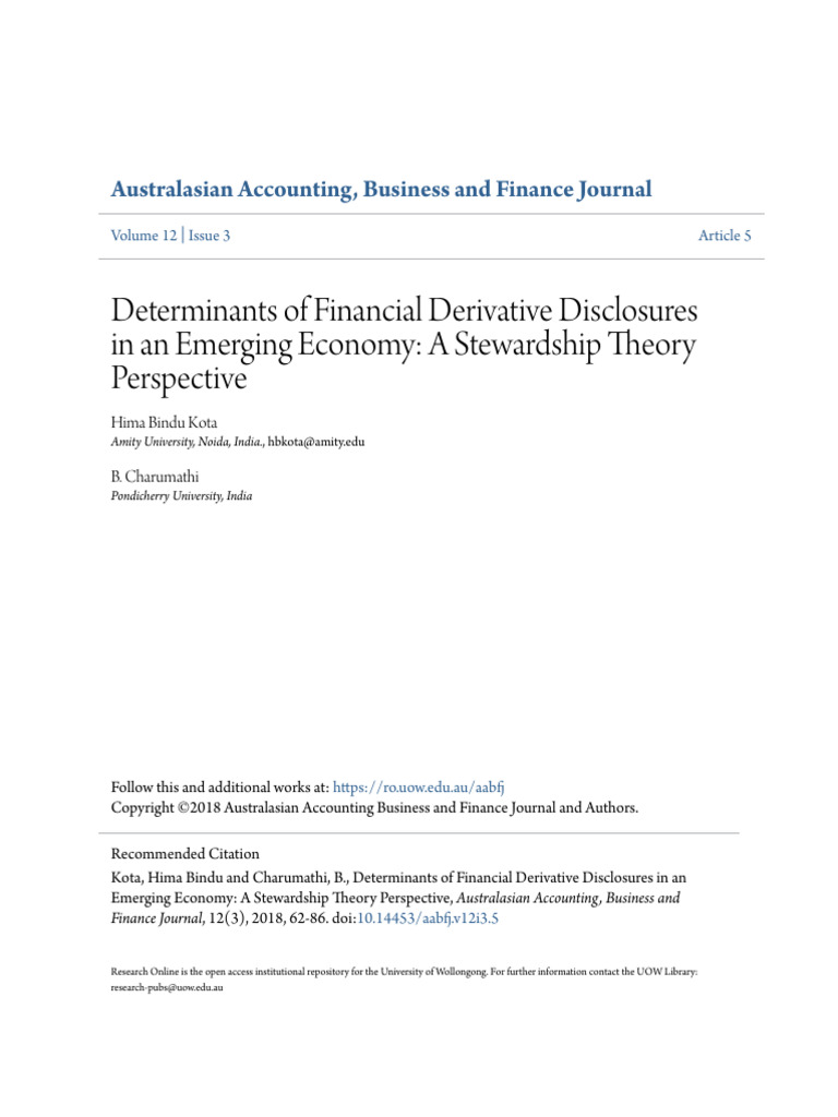 Stewardship Determinants of Financial Derivative Disclosures in an ...