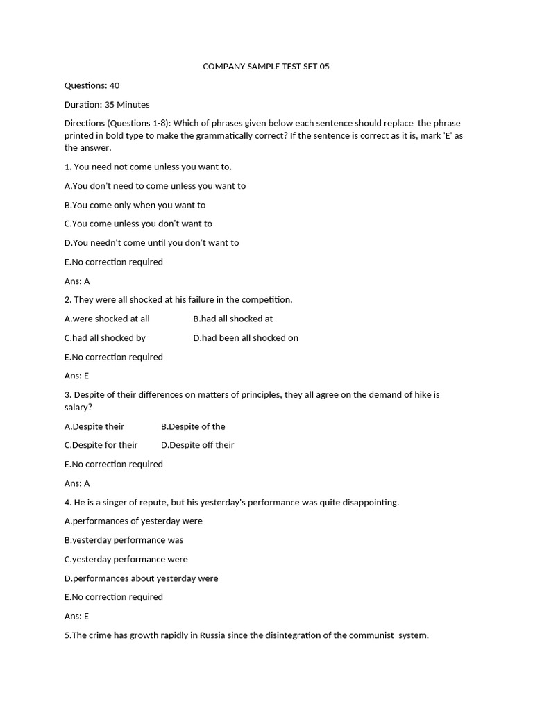 Company Sample Set 05 - Infosys | PDF | Goal | Smuggling