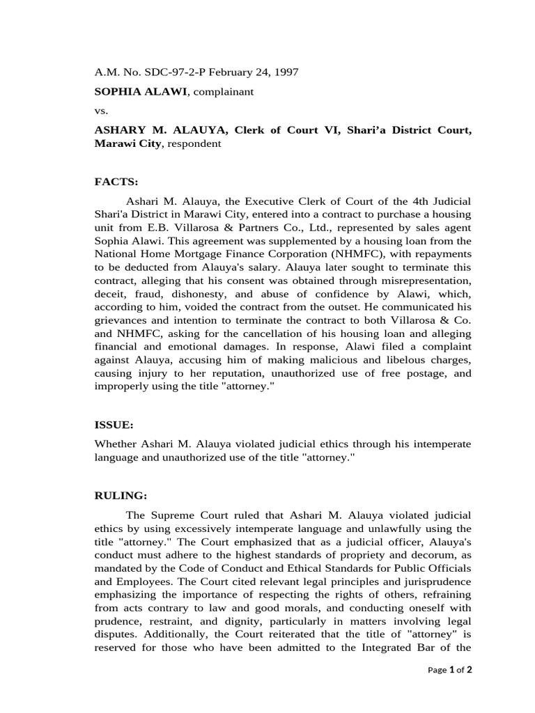 04 AM No. SDC-97-2-P - Alawi Vs Alauya | PDF