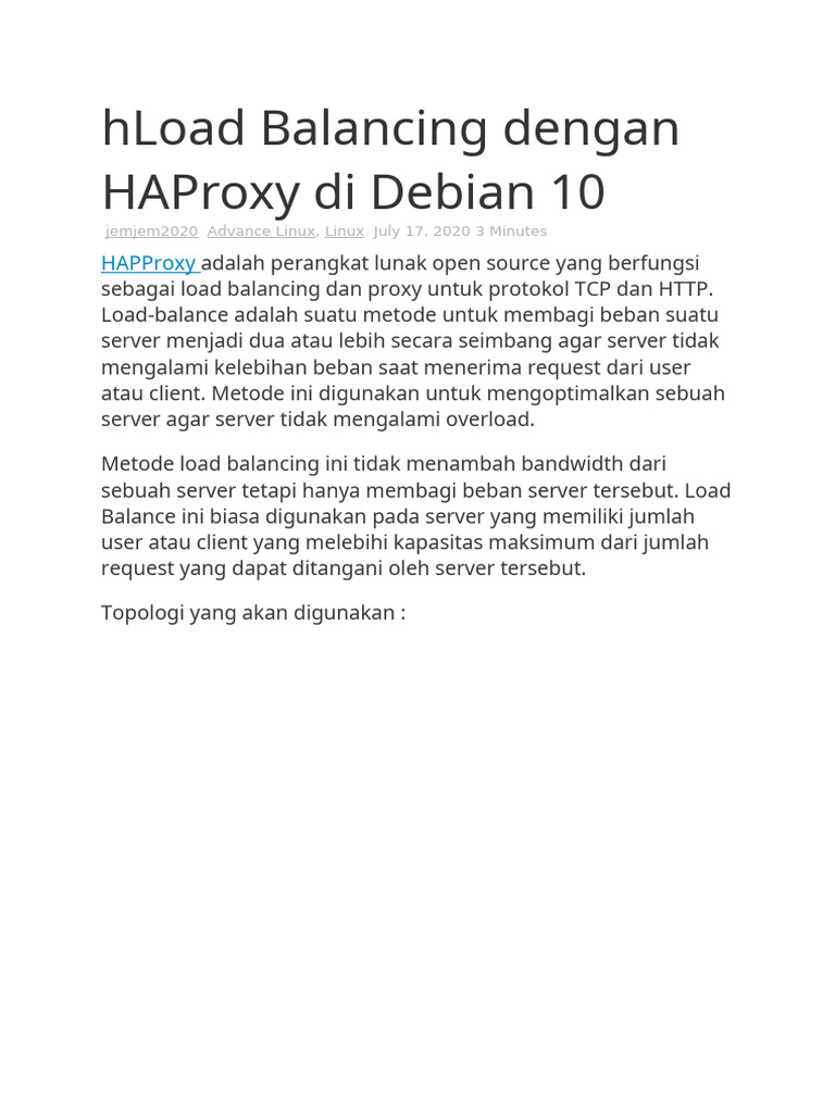 HAProxy Load Balancing Debian 10 | PDF