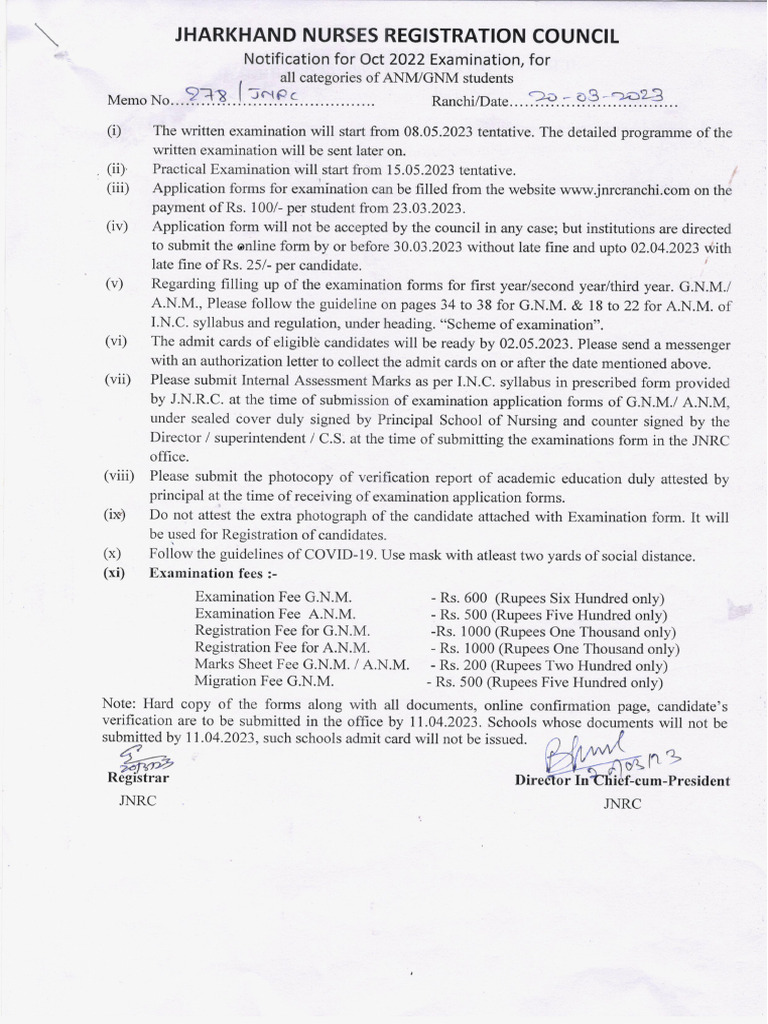 October 2022 Examination Notice (1) | PDF