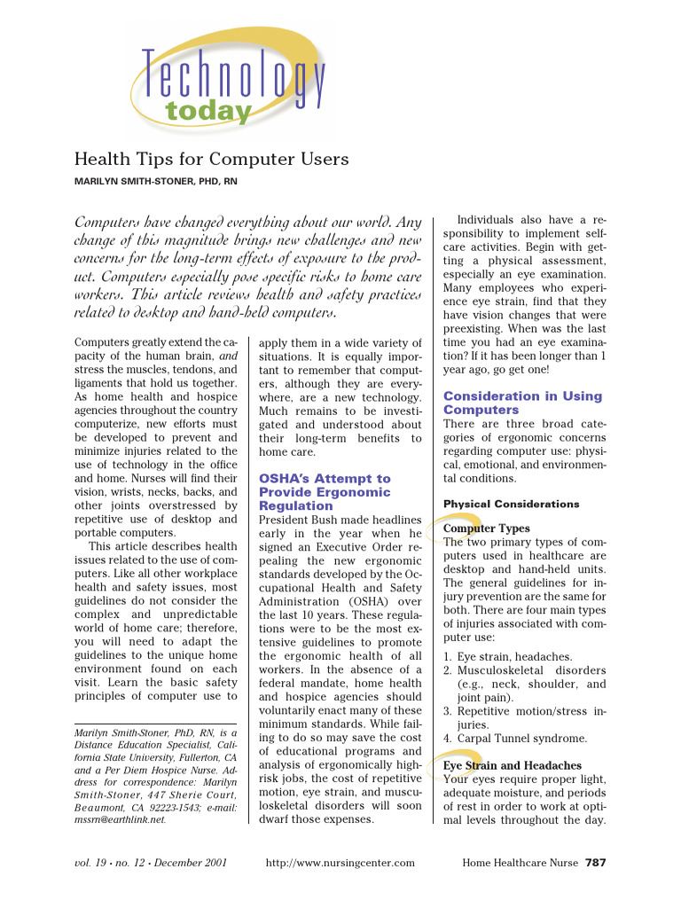 Health Tips For Computer Users | PDF | Human Factors And Ergonomics ...