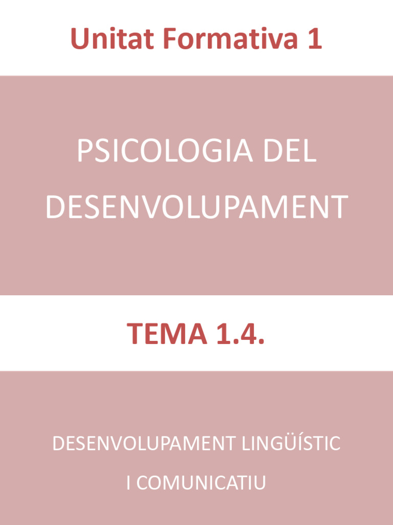 ADP Tema 1.4. Desenvolupament Lingüístic I Comunicatiu PDF | PDF