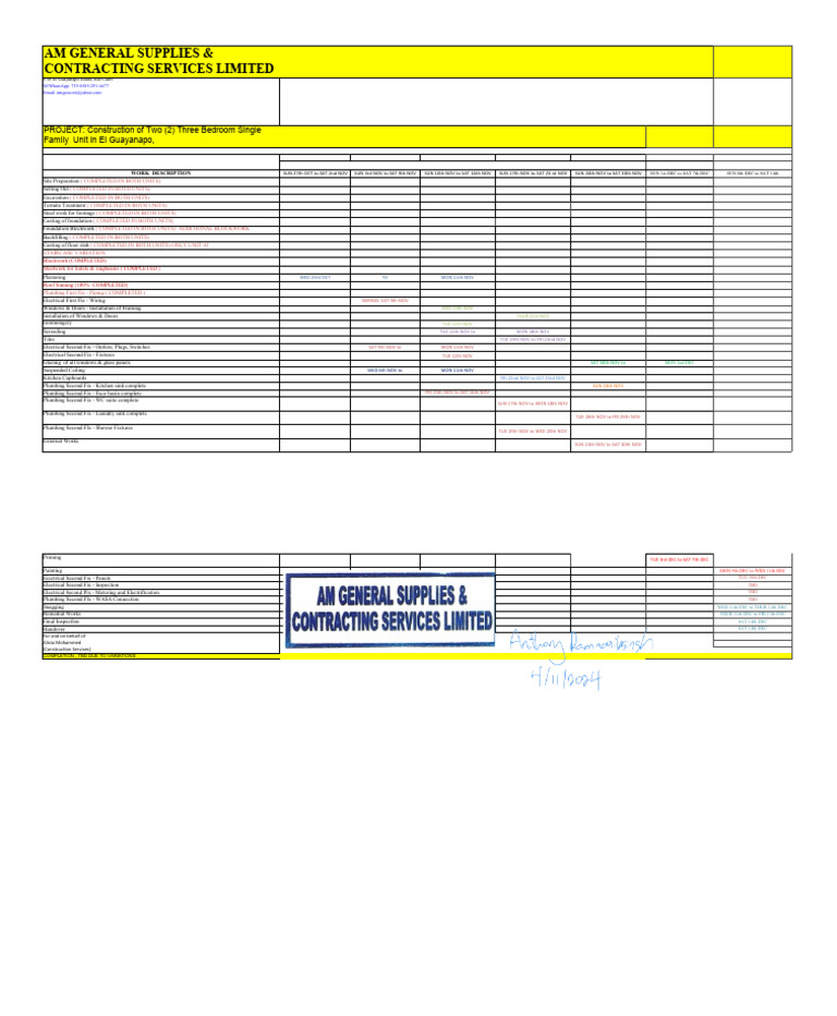 AM Ghant Chart El Guayanapo final | PDF | Building Engineering