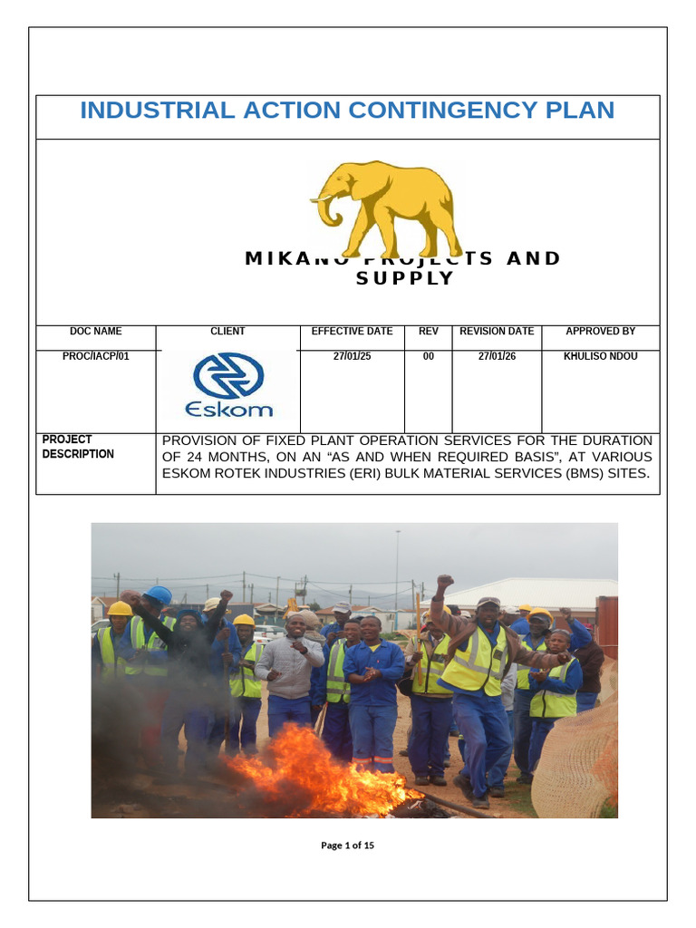 Industrial Contingency Plan | PDF | Strike Action | Employment