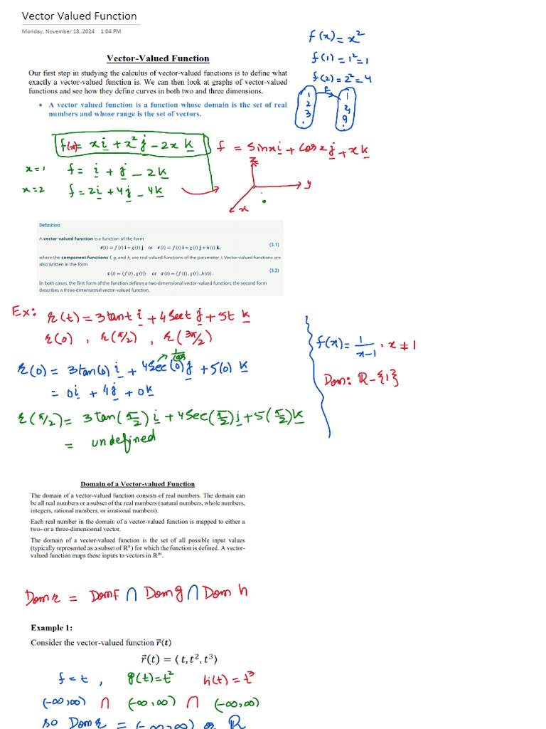 1 Vector Valued Functions | PDF