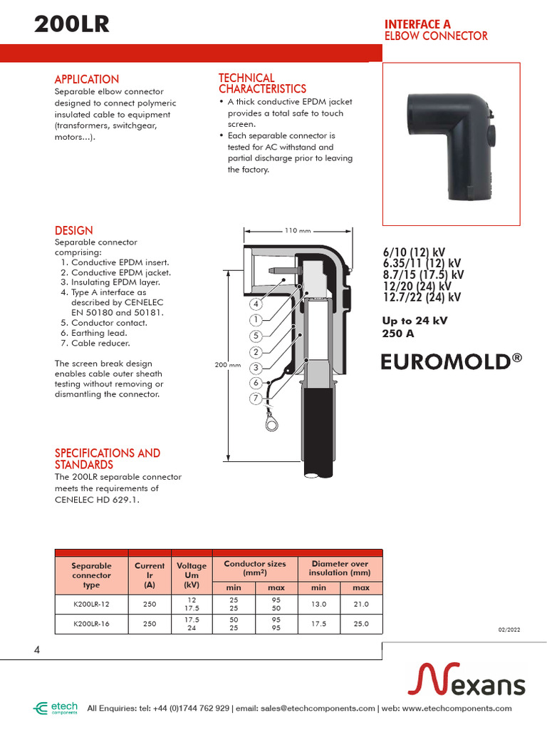 Nexans Euromold 200LR Separable Elbow Connector | PDF | Electrical ...
