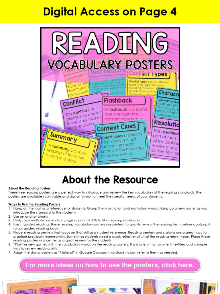 Reading Vocabulary Posters 2023 | PDF | Narration | Plot (Narrative)