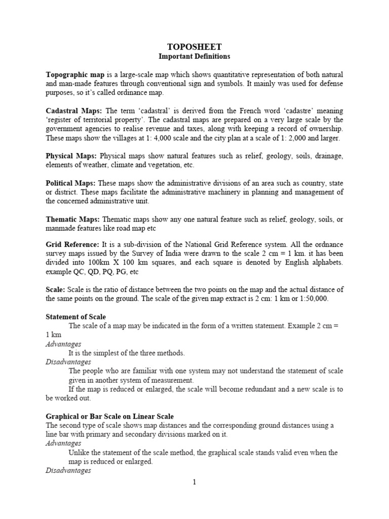 Toposheet Important Definitions | PDF | Map | Contour Line