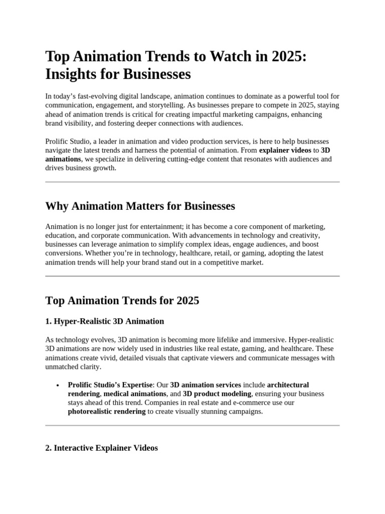 Animation Trends for Businesses in 2025 | PDF | Augmented Reality | Brand