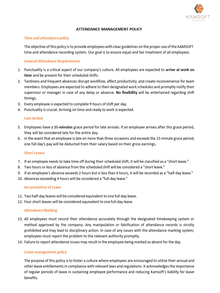 Attendance - and - Leave - Management - Policy - Updated Oct-2024 | PDF ...