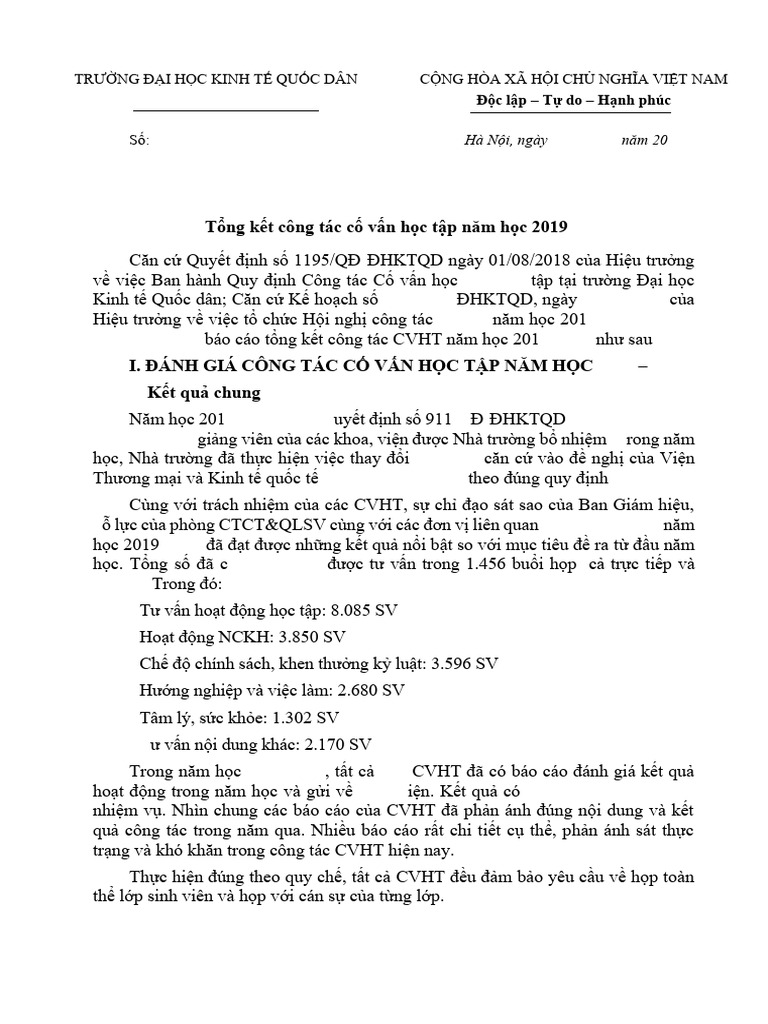 Bao Cao Cong Tac CVHT | PDF