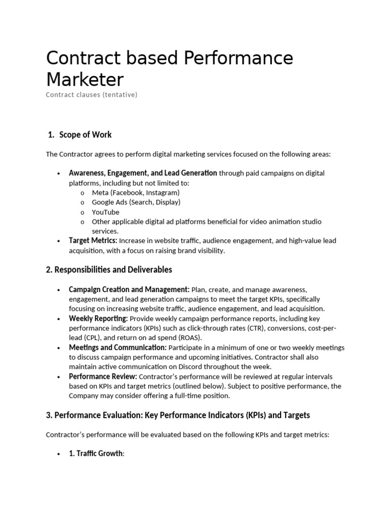 Contract Clauses - For Performance Marketer | PDF | Confidentiality ...