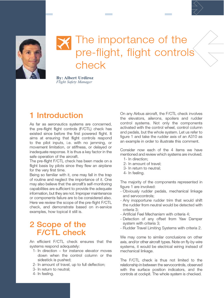 The Importance of The Pre Flight Flight Controls Check | PDF | Flight ...