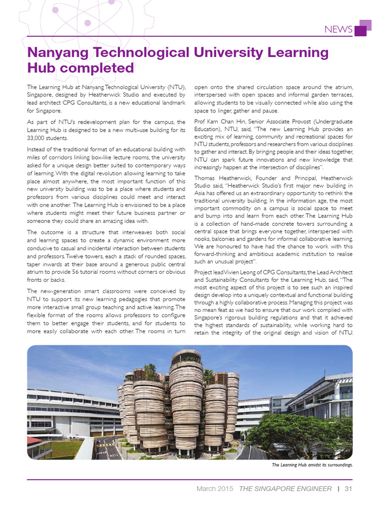TheSingaporeEngineer - Mar2015 - 31-35 - NTU Learning Hub | PDF
