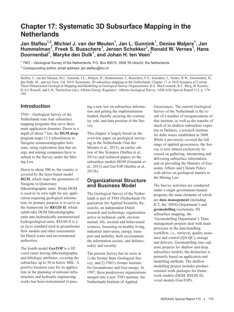 Stafleuetal 2019 AER112 Systematic3DSubsurfacemappingintheNetherlands | PDF | Hydrogeology | Aquifer