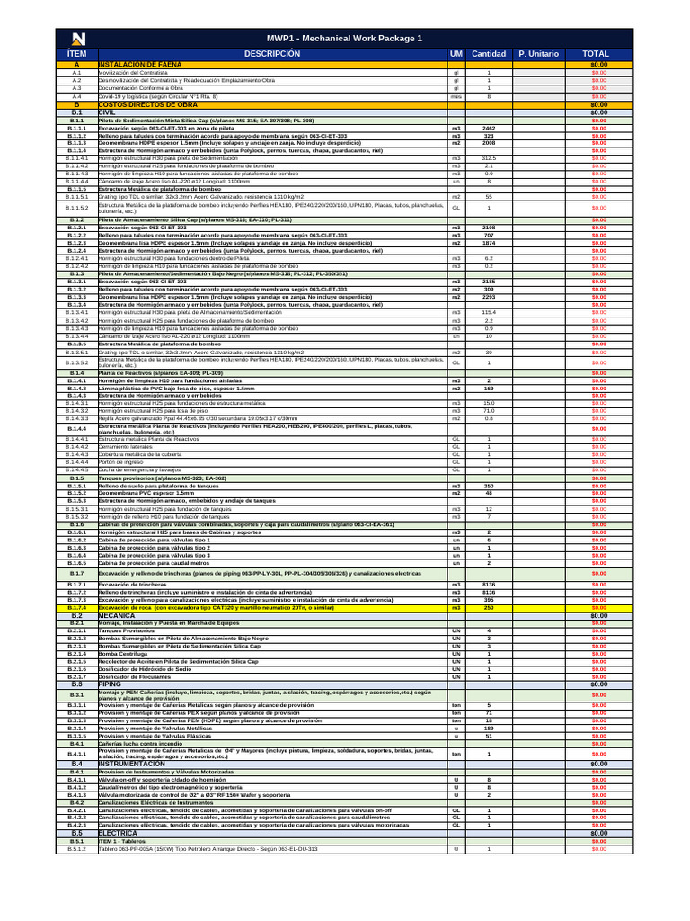 063 PP LM 305 B Planilla de Cotización - rv01 | PDF | Presupuesto | Cobre