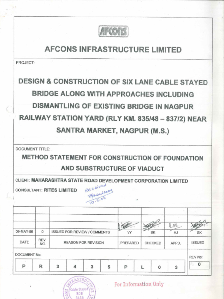 3) Method Statment For Construction of Foundtion and Substructure of Viaduct | PDF