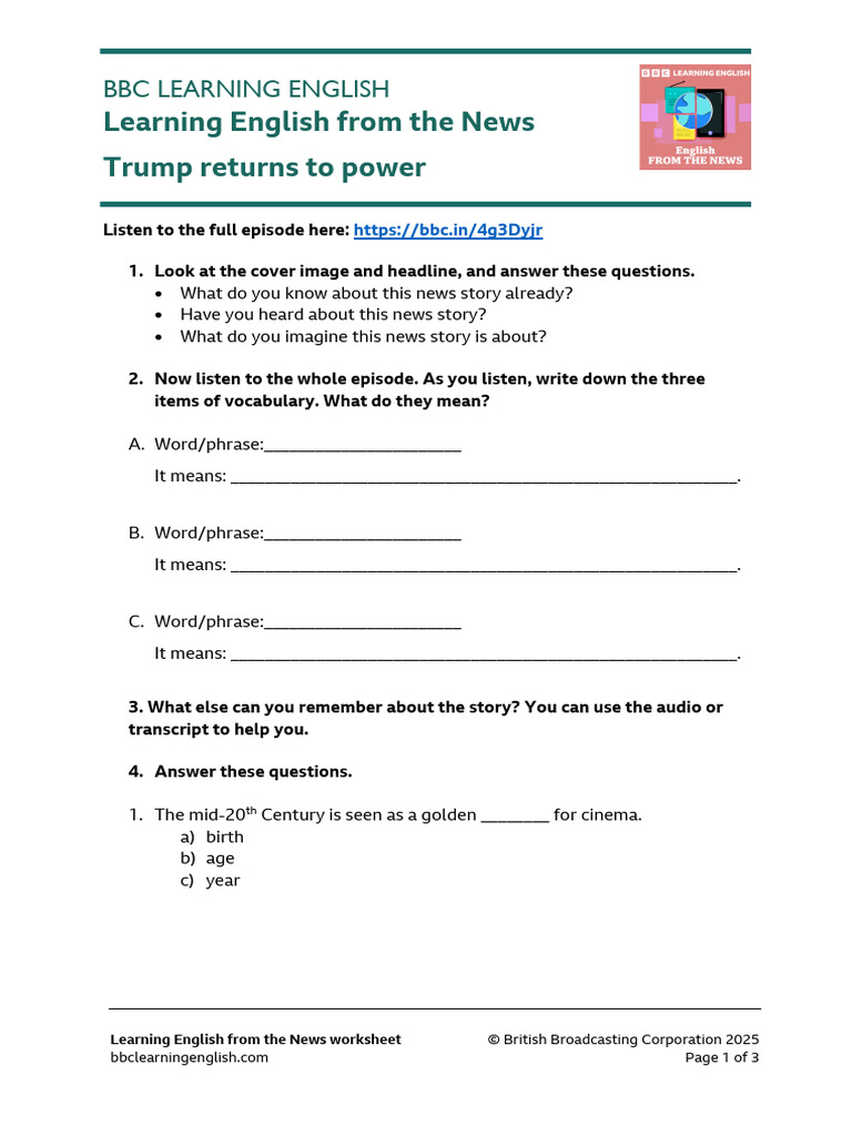 LEFTN Trump Returns Worksheet | PDF | Cognitive Science | Cognition