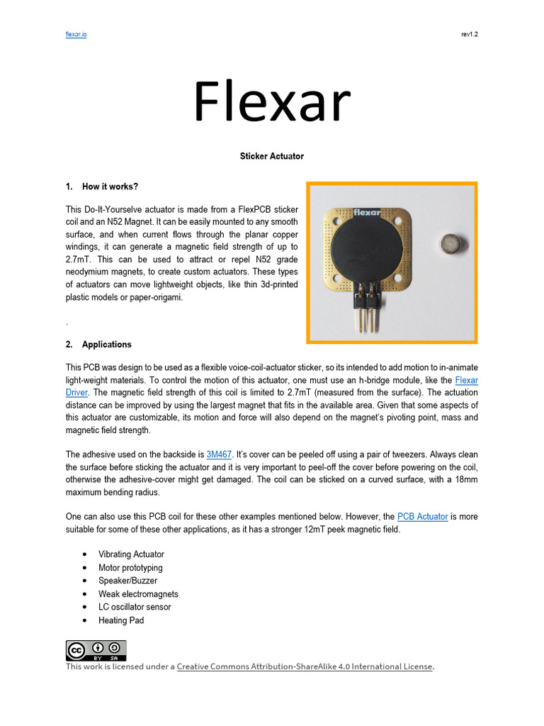 Flexar Sticker Actuator Datasheet Rev1.2 | PDF | Printed Circuit Board ...