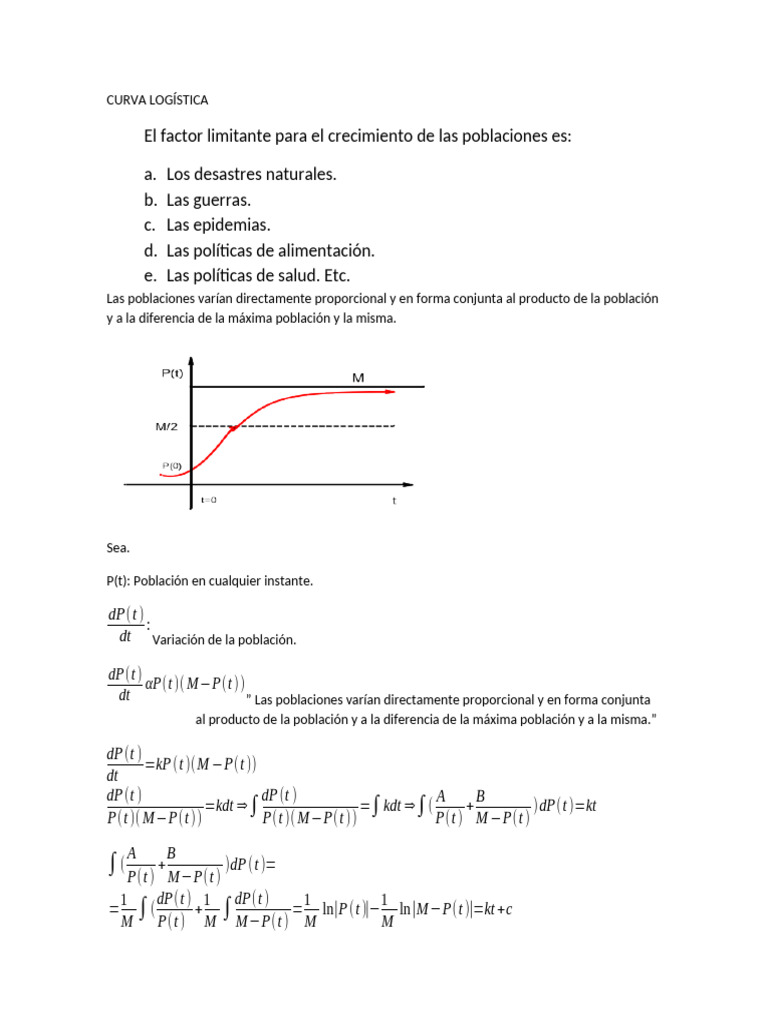Curva Logística en Crecimiento Poblacional | PDF | Matemáticas ...
