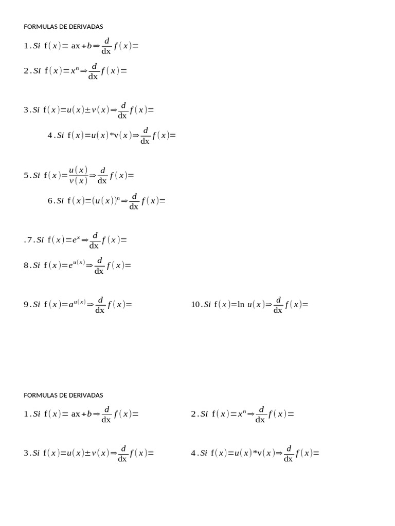 Formulas de Derivadas-Practica | PDF